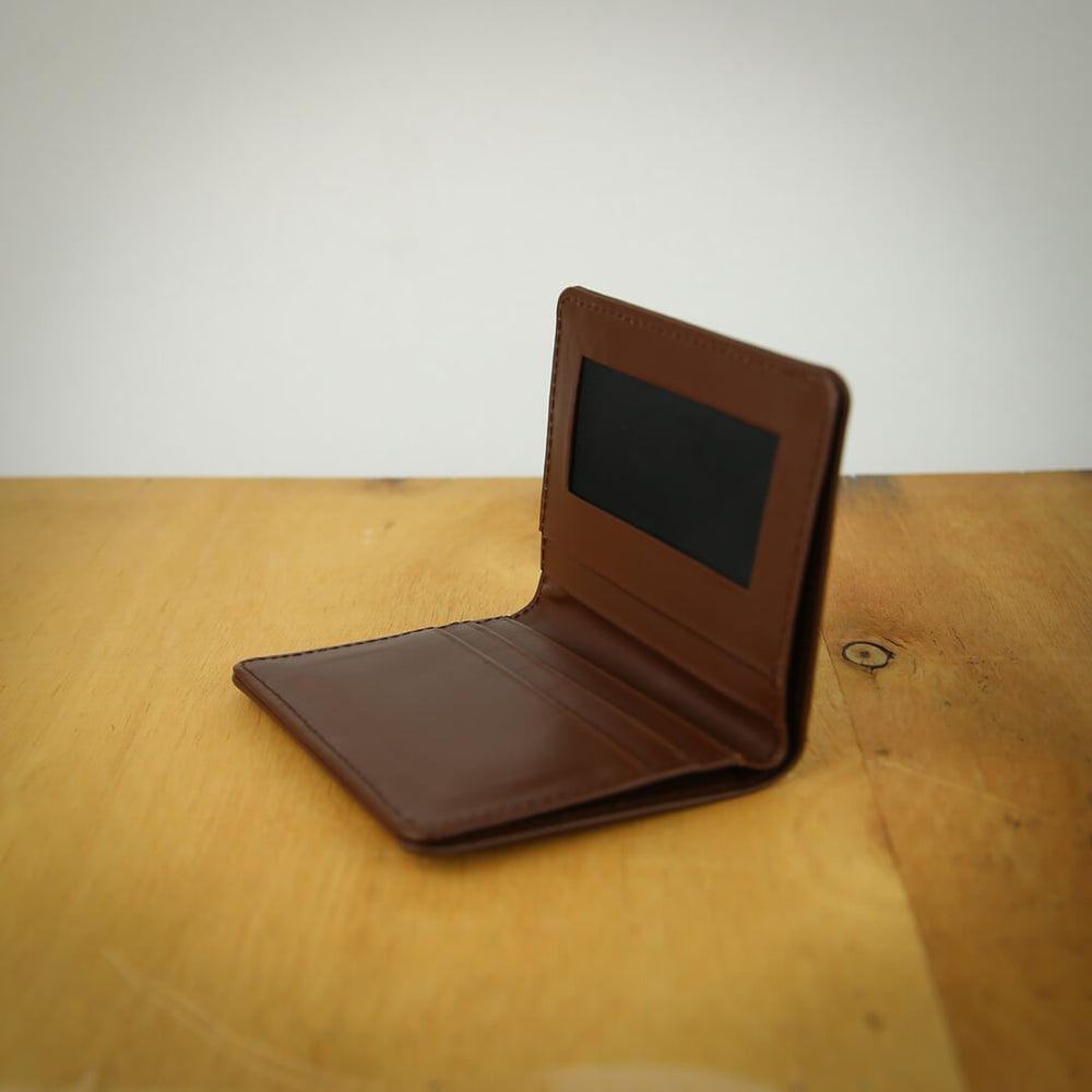 Brown Bi-Fold Card Holder Leather Wallet