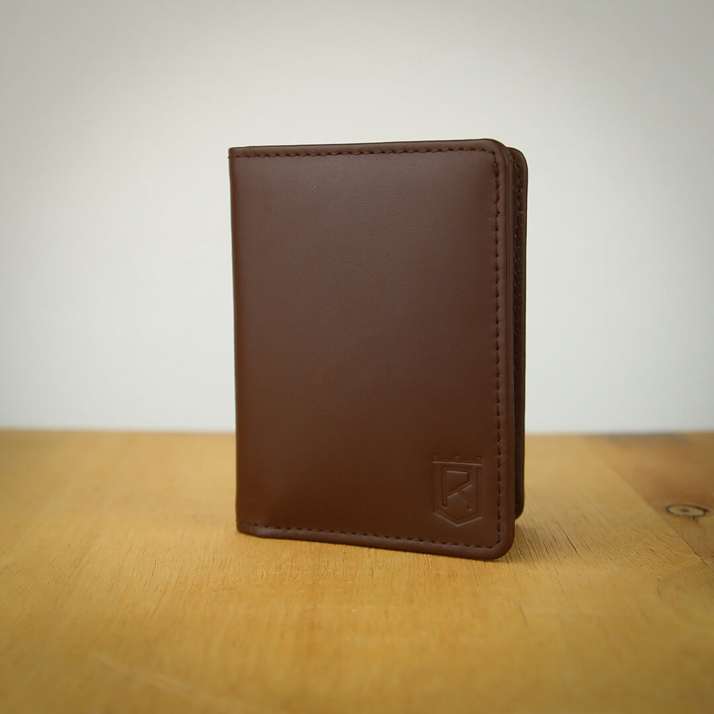 Brown Bi-Fold Card Holder Leather Wallet